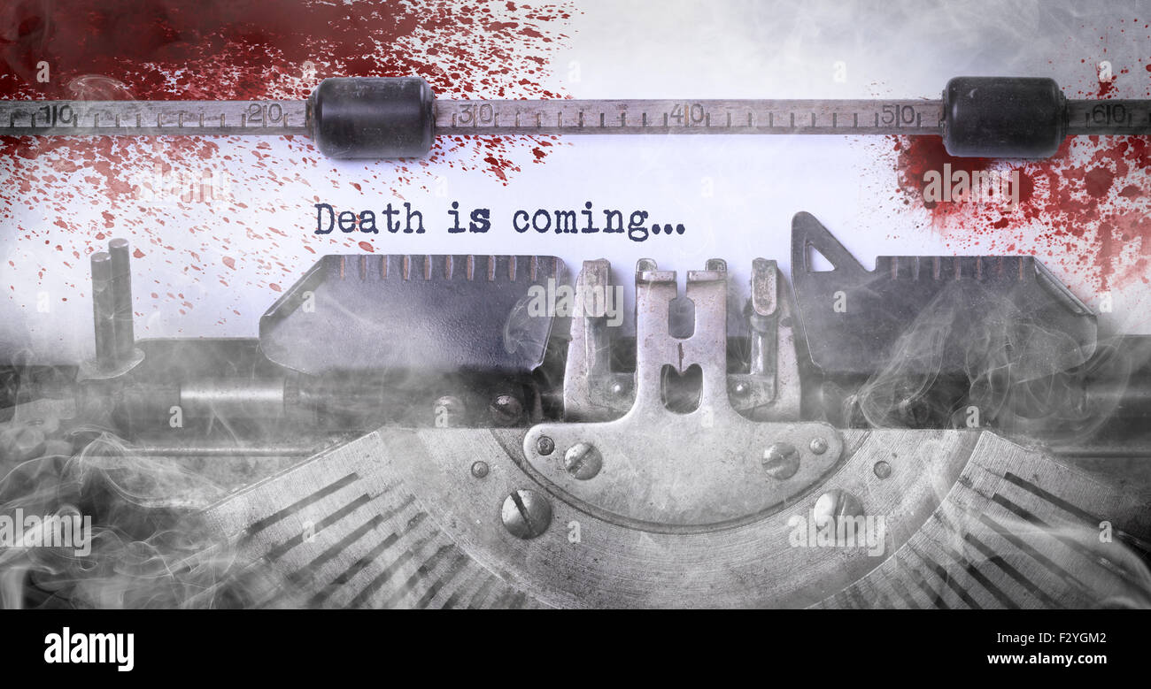 Bloody note - Vintage inscription made by old typewriter, Death is ...