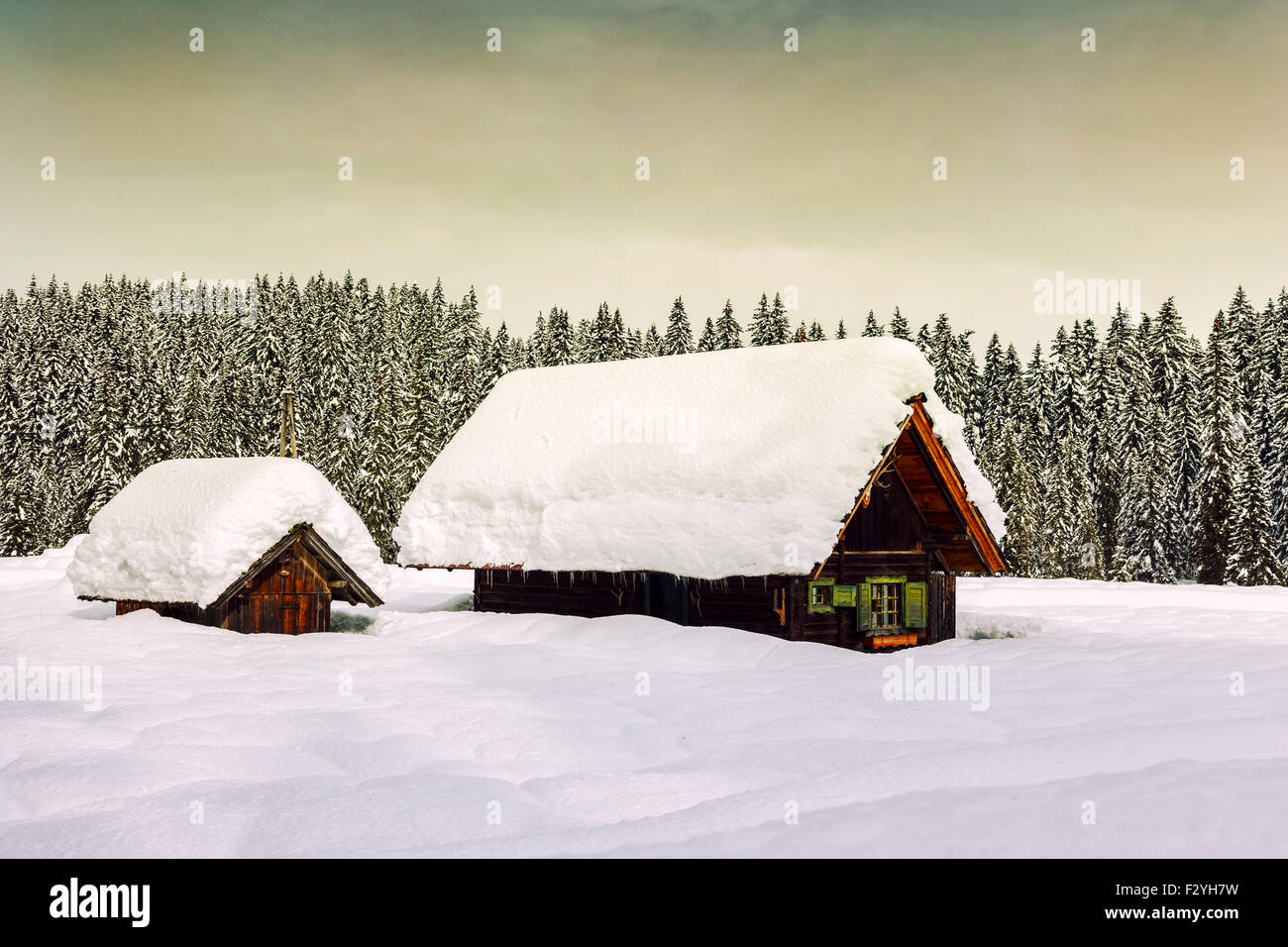 Winter holiday house in slovenia alps-Europe Stock Photo - Alamy