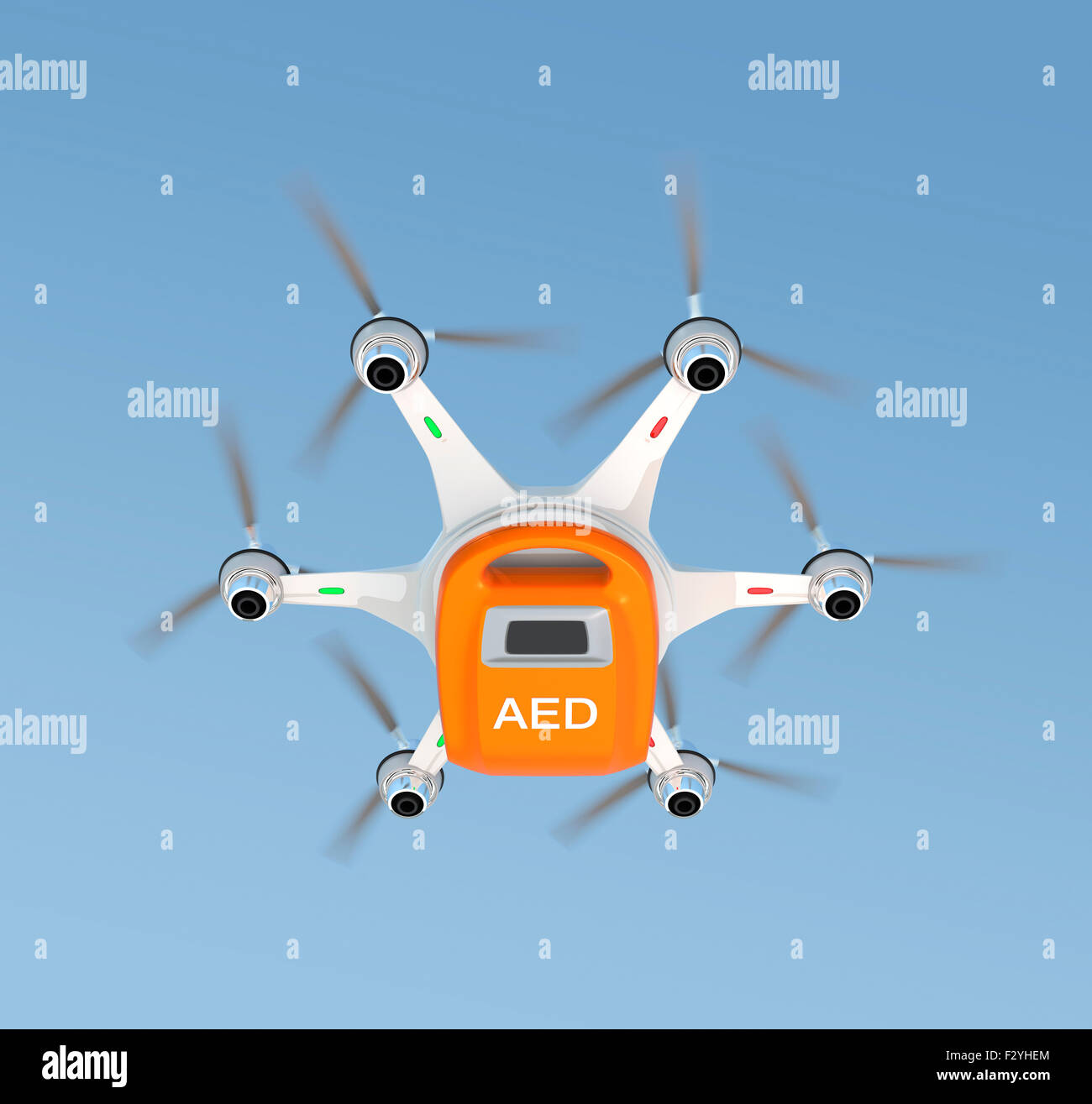 Ambulance drone delivers AED kit for emergency medical care concept ...
