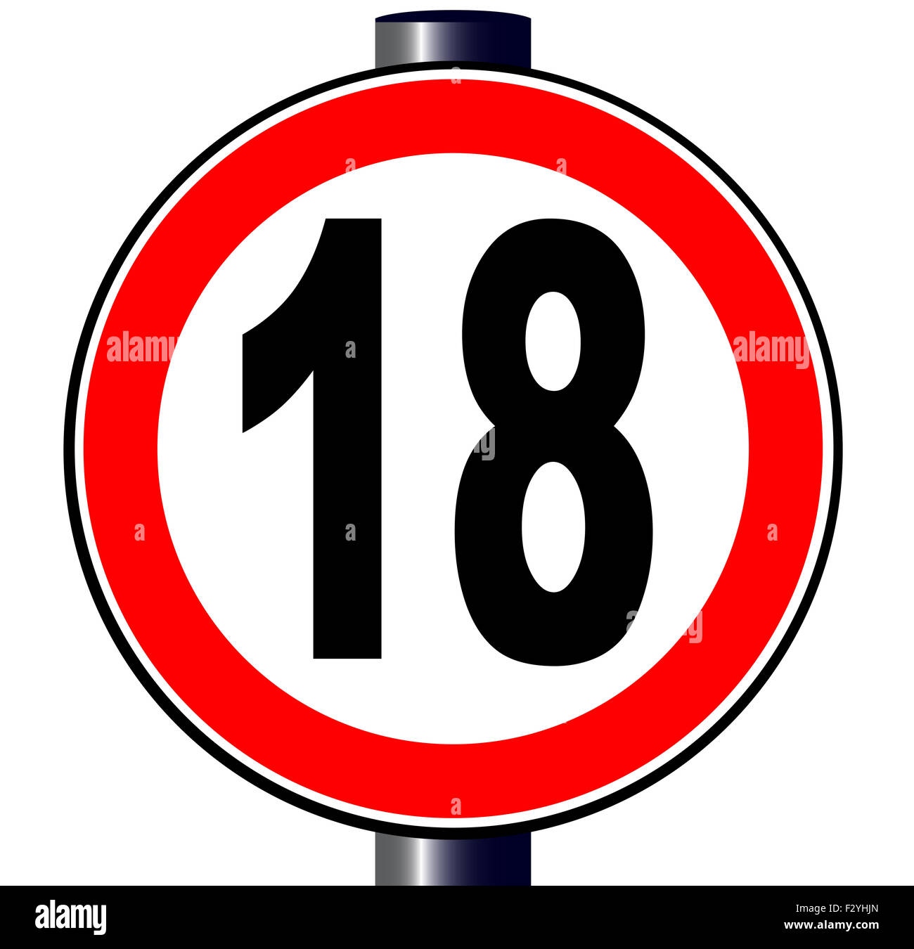 A large round red traffic sign displaying 18 over white Stock Photo - Alamy