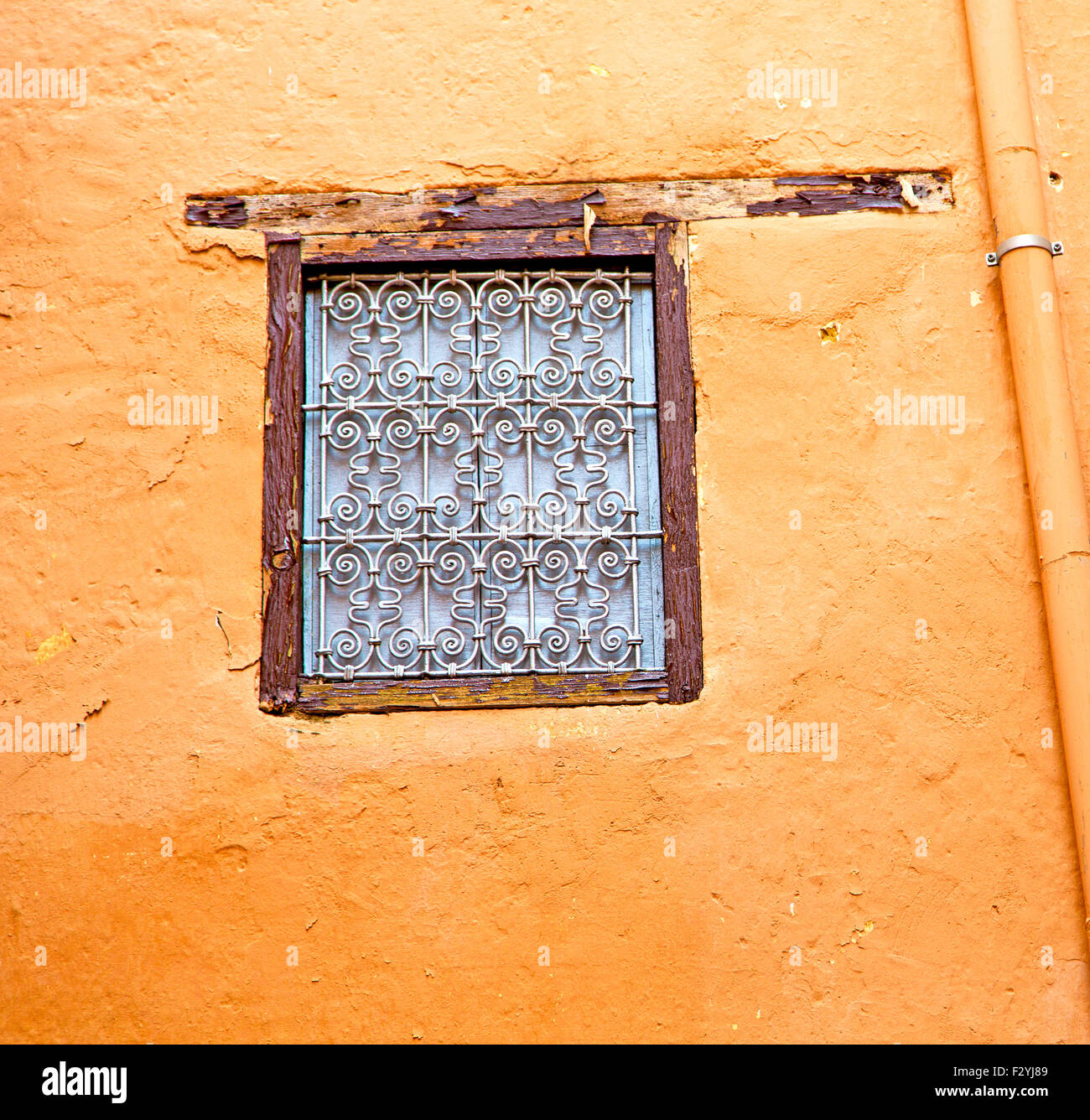 window in morocco africa and old construction wal brick historical ...