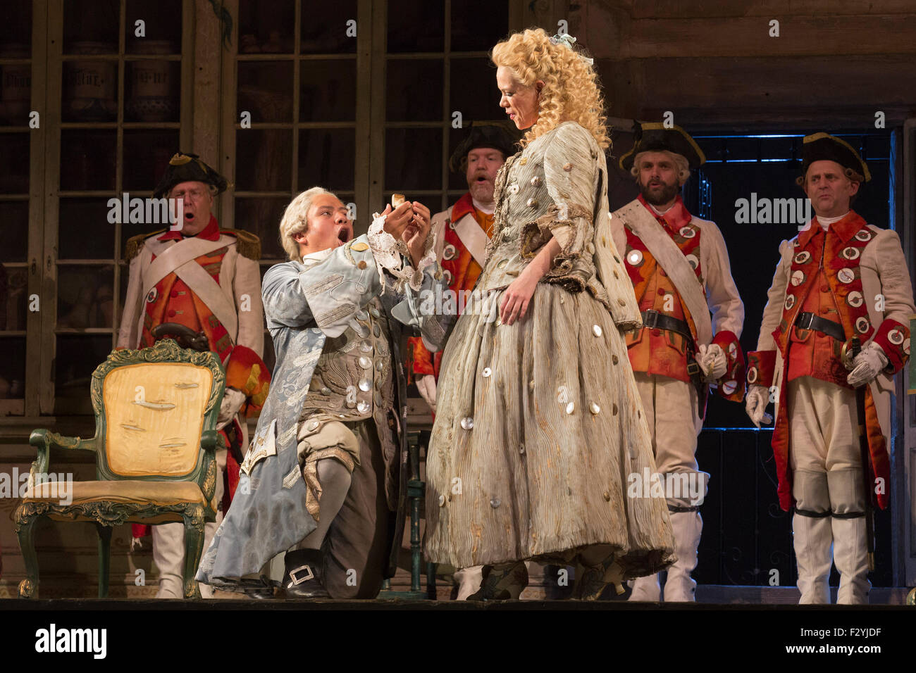 London, UK. 25/09/2015.Kathryn Rudge as Rosina with Eleazar Rodriguez ...