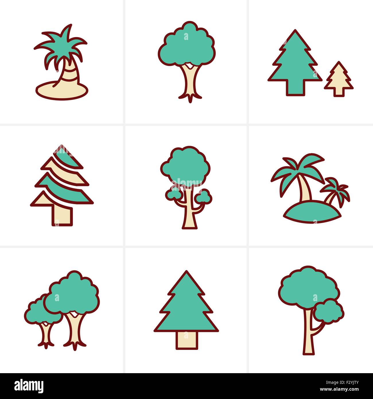 Icons Style Tree Icons Set, Vector Design Stock Vector Image & Art - Alamy