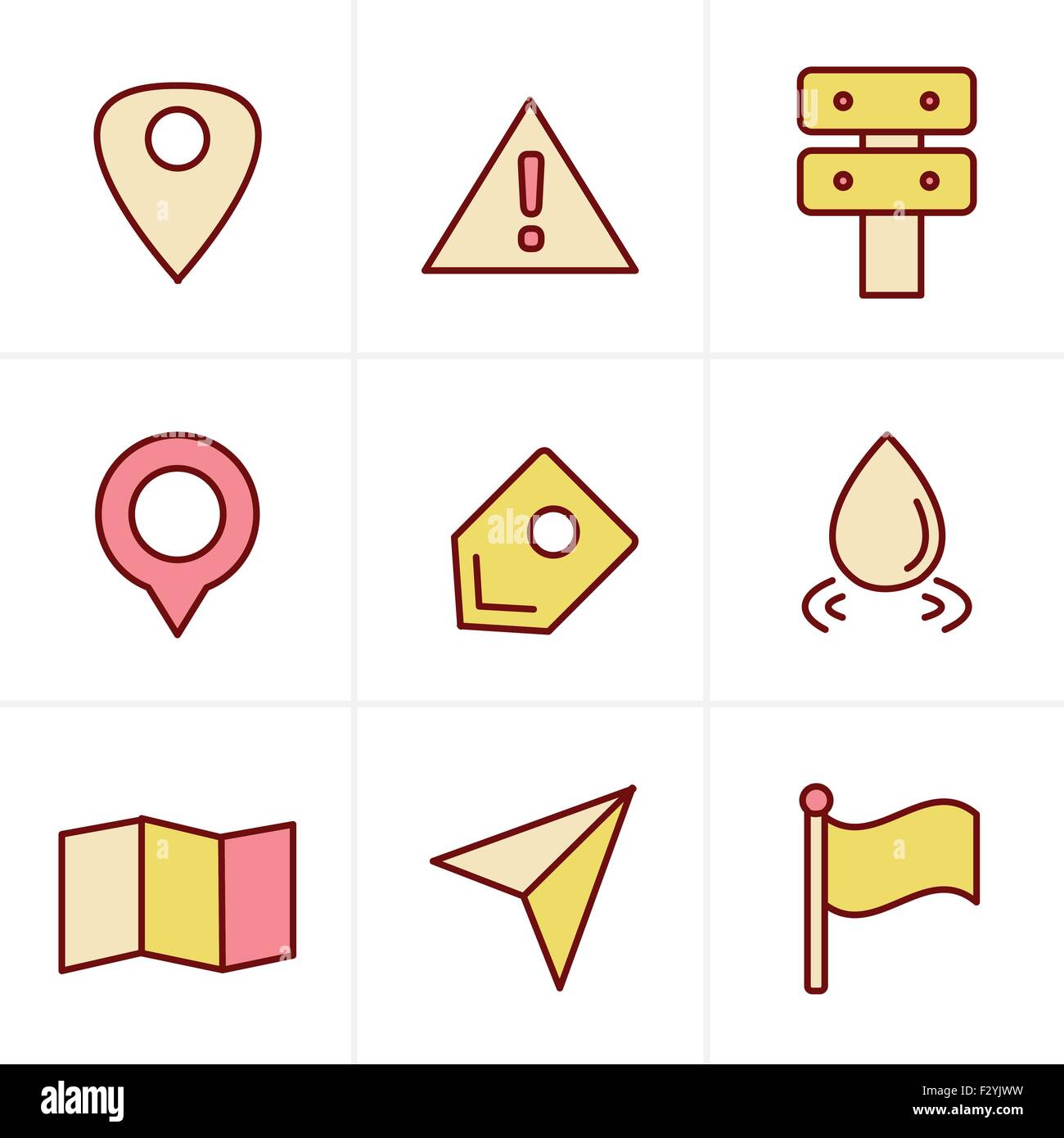 Icons Style Map icons on white background. GPS and Navigation, Vector ...
