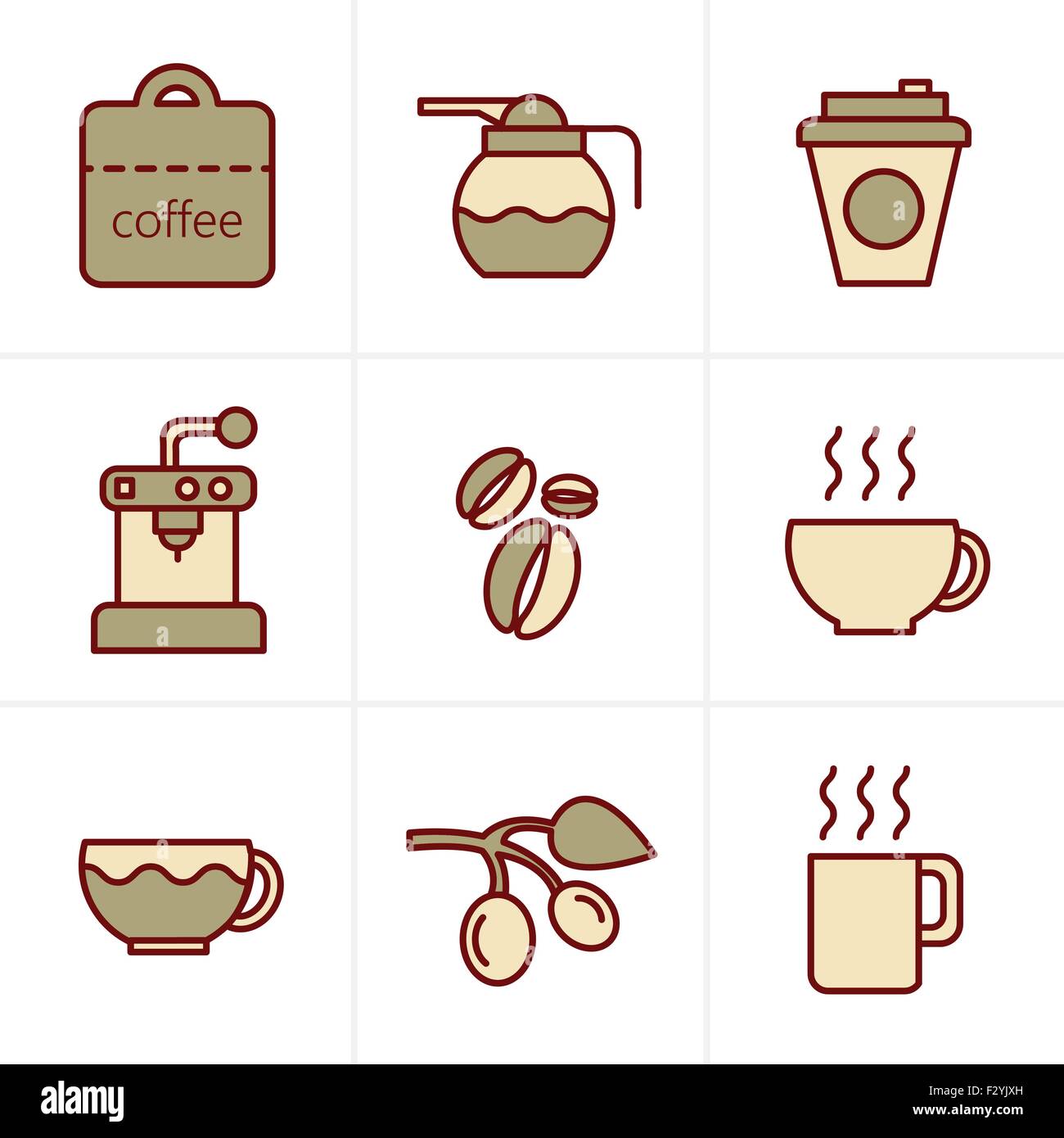 Icons Style Coffee icons with White Background Stock Vector Image & Art ...
