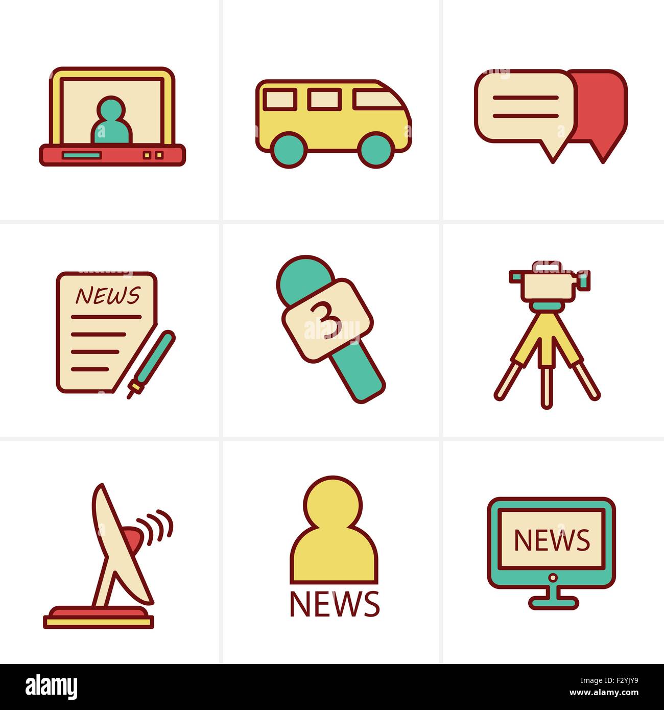 Icons Style News reporter icons set Stock Vector Image & Art - Alamy