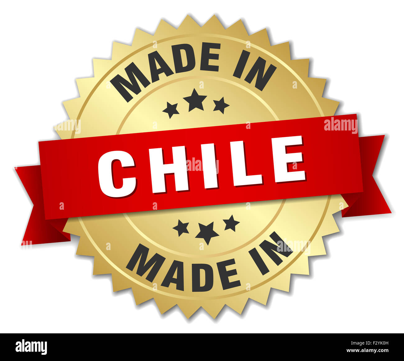 made in Chile gold badge with red ribbon Stock Photo - Alamy