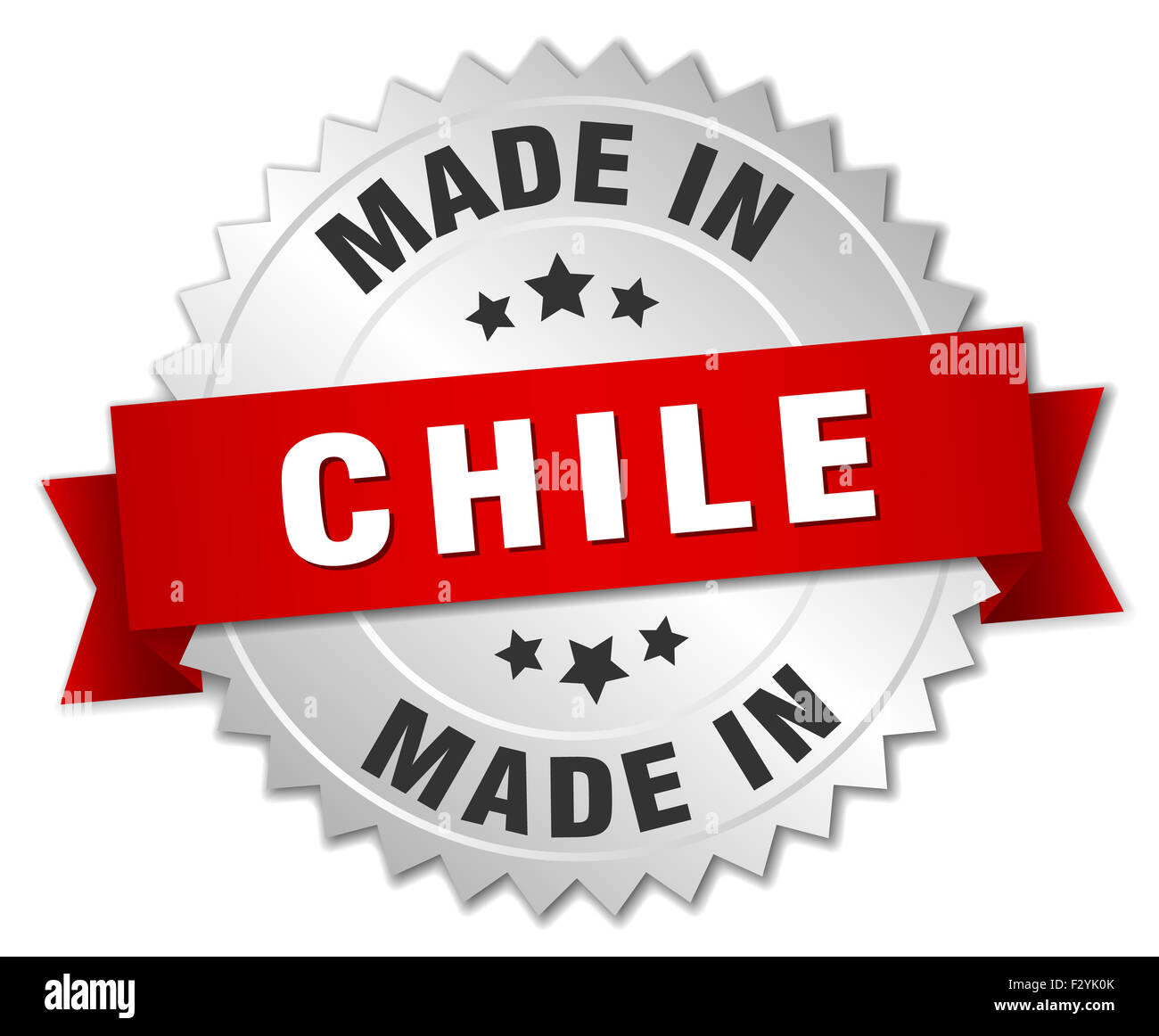 made in Chile silver badge with red ribbon Stock Photo - Alamy