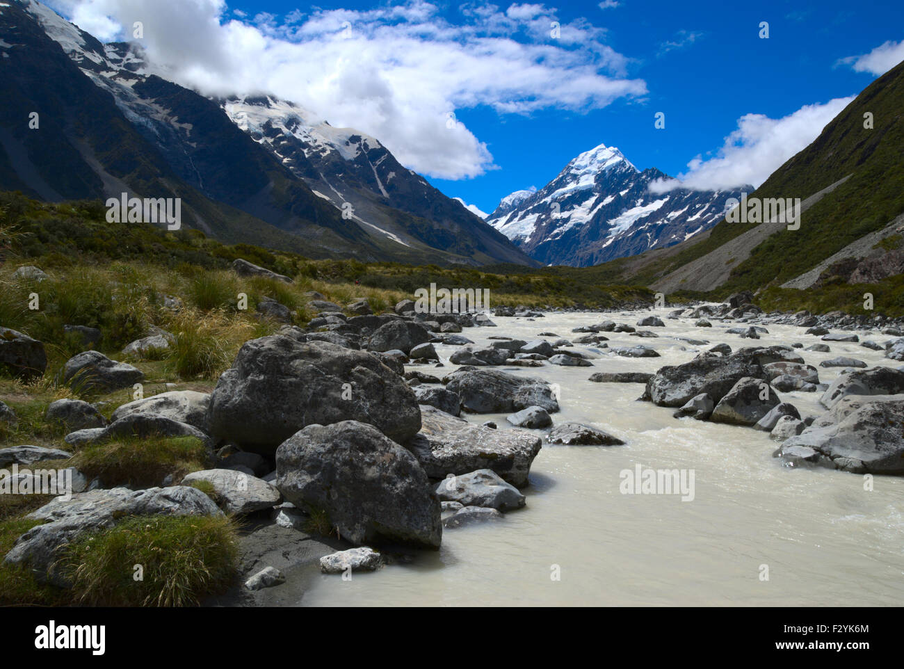 hiking trail towards Mount Cook, New Zealand Stock Photo - Alamy