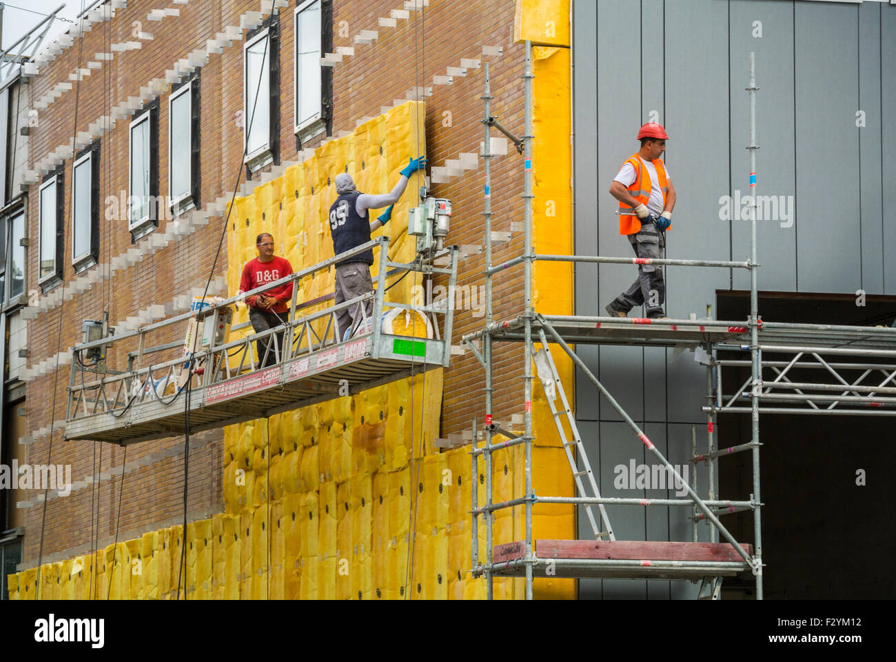 Paris, France, Workers on Building Construction Site, Adding Wall ...