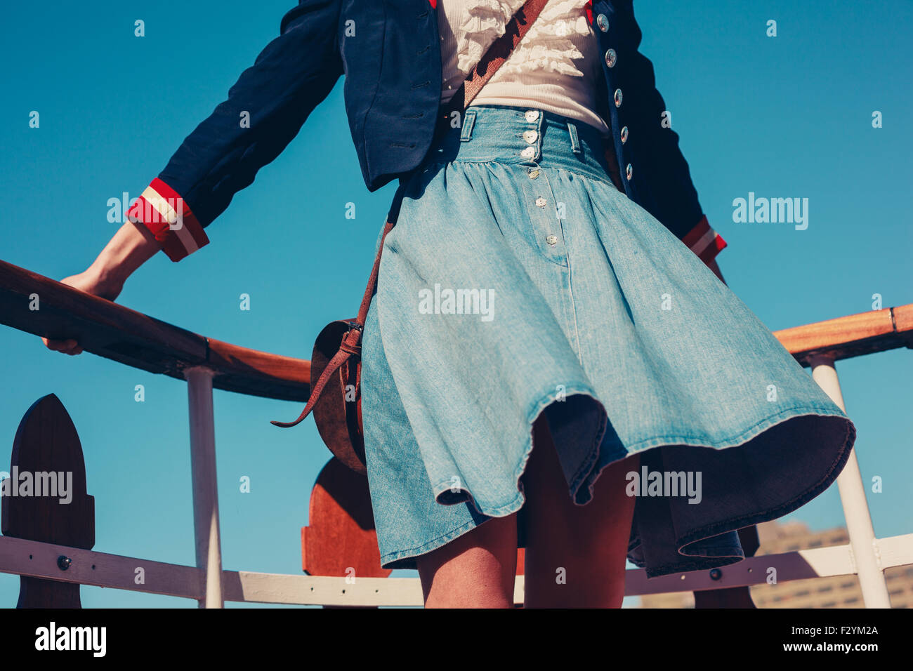 Wind blowing skirt hi-res stock photography and images - Alamy