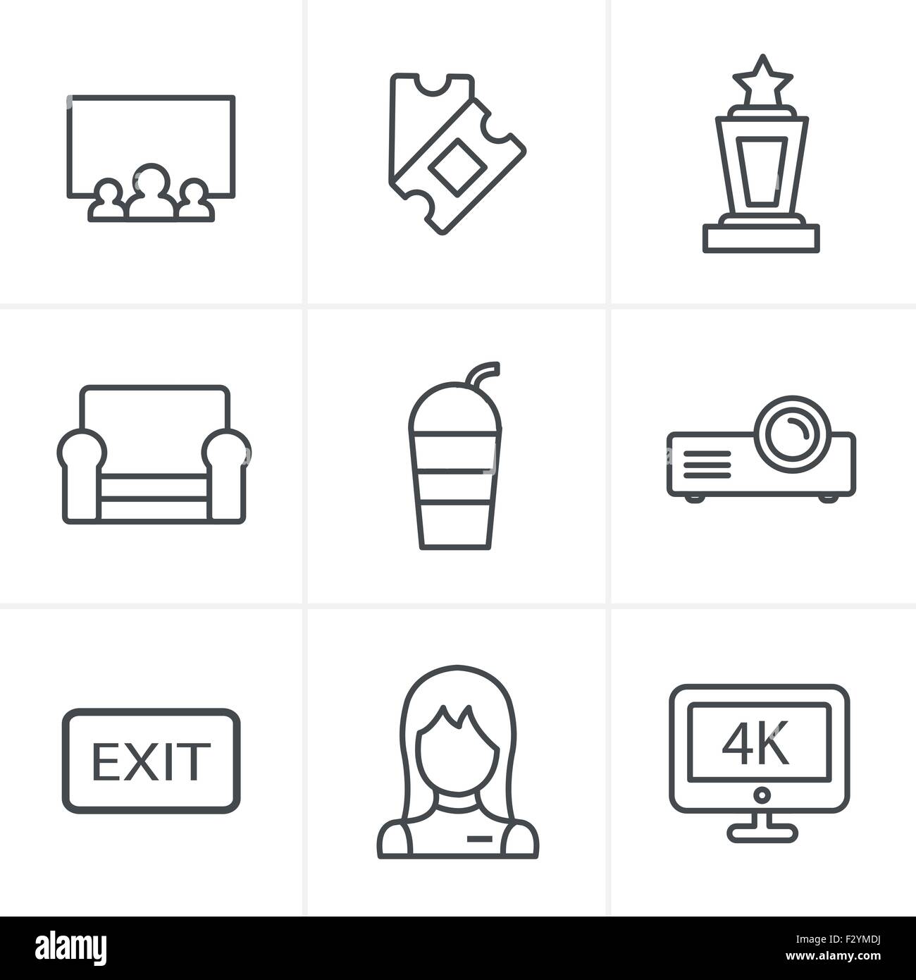 Movie icons set hi-res stock photography and images - Alamy