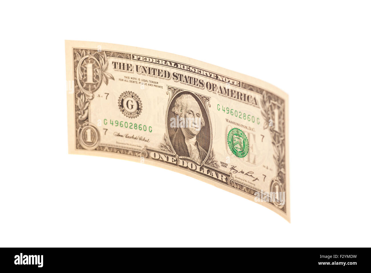 One dollar banknote isolated on white Stock Photo - Alamy