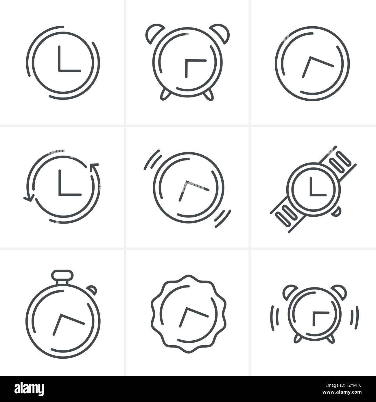 Time Clock Line Icons Set, Vector Design Stock Vector Image & Art - Alamy