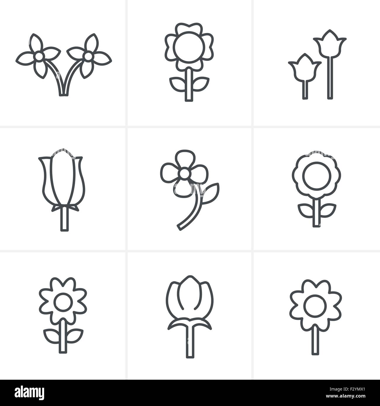 Line Icons Style Vector Flower icon set Stock Vector Image & Art - Alamy