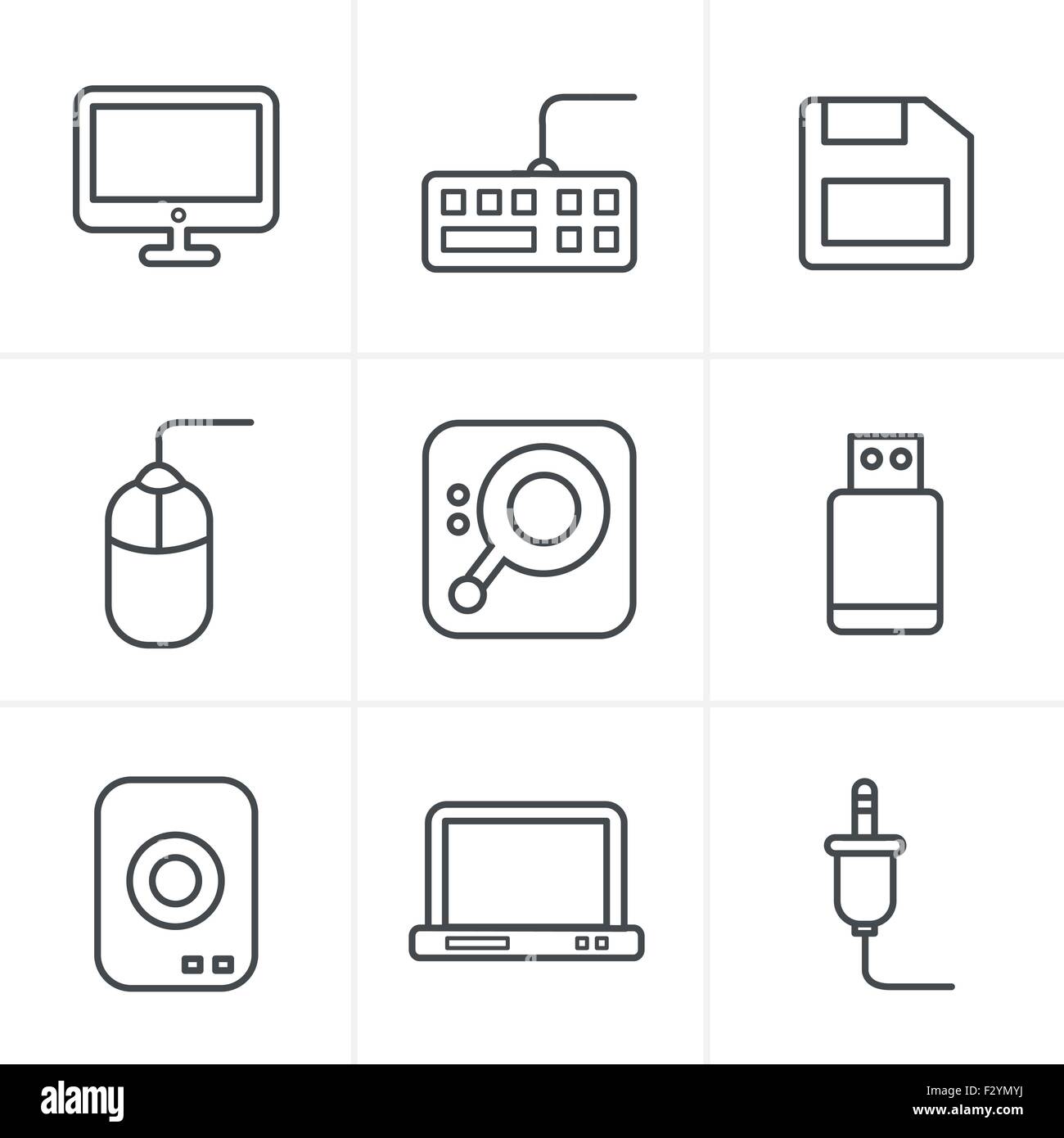 Line Icons Style Computer Icons Set, Vector Design Stock Vector Image ...