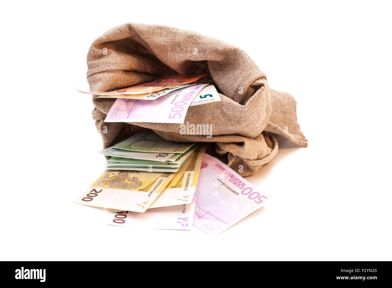 Two Money bags with euro isolated on white background Stock Photo - Alamy