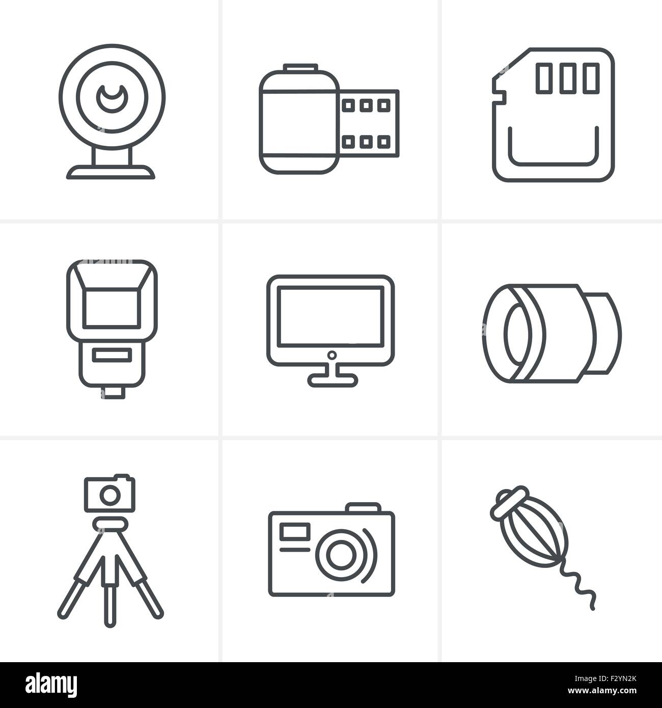 Line Icons Style Photography Icons Set, Vector Design Stock Vector ...