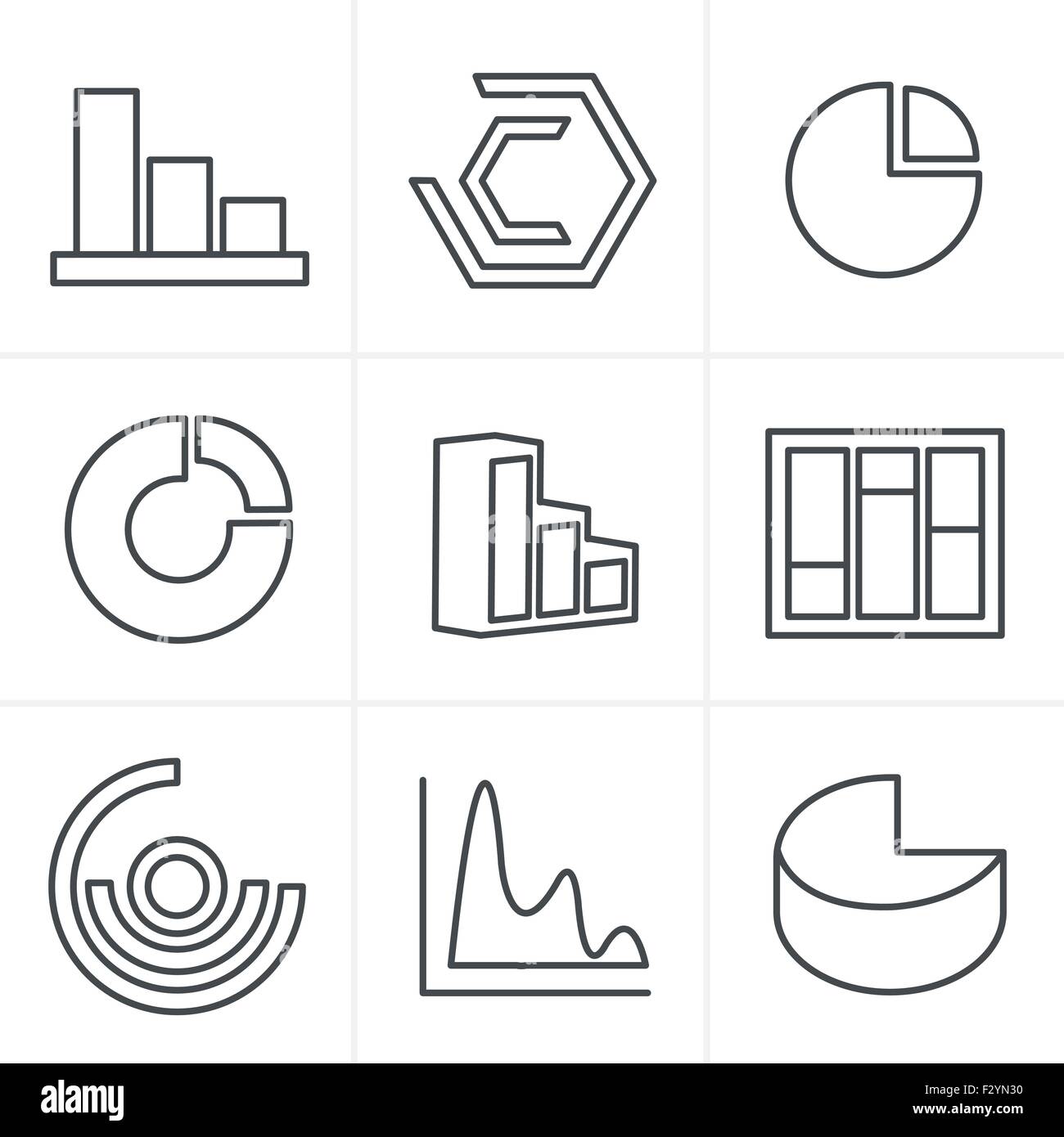 Line Icons Style Simple set of diagram and graphs related vector icons ...