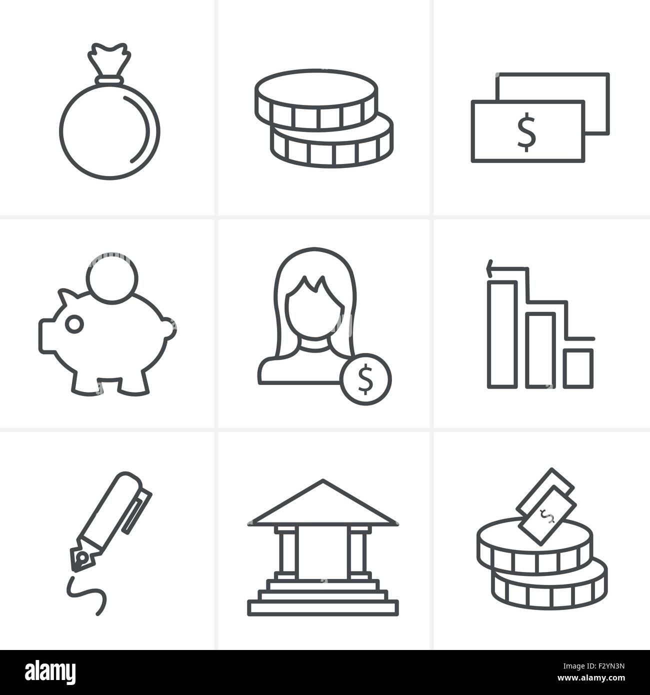 Money icons line symbols Stock Vector Images - Alamy