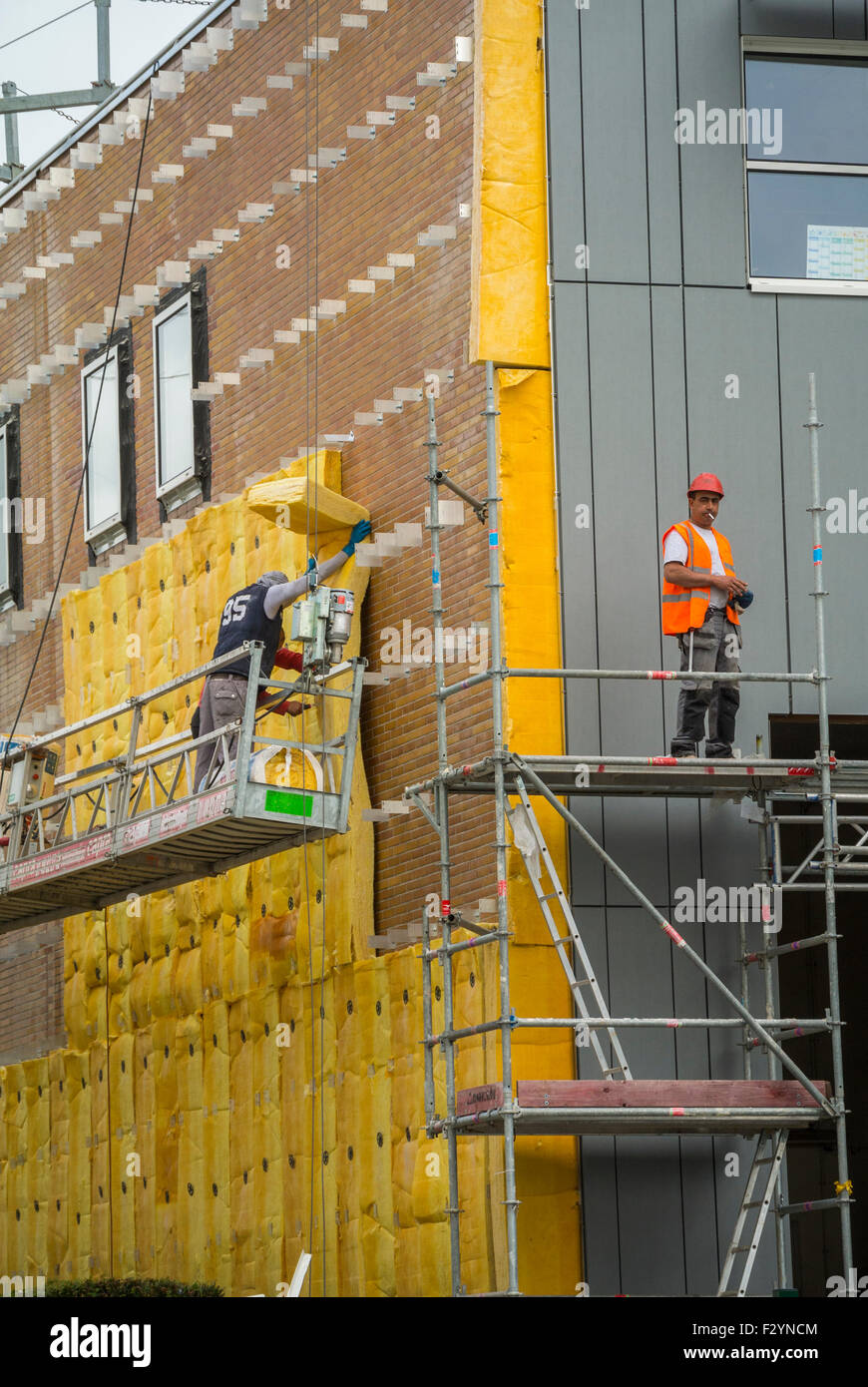 Paris, France, Workers on Building Construction Site, Adding Wall ...