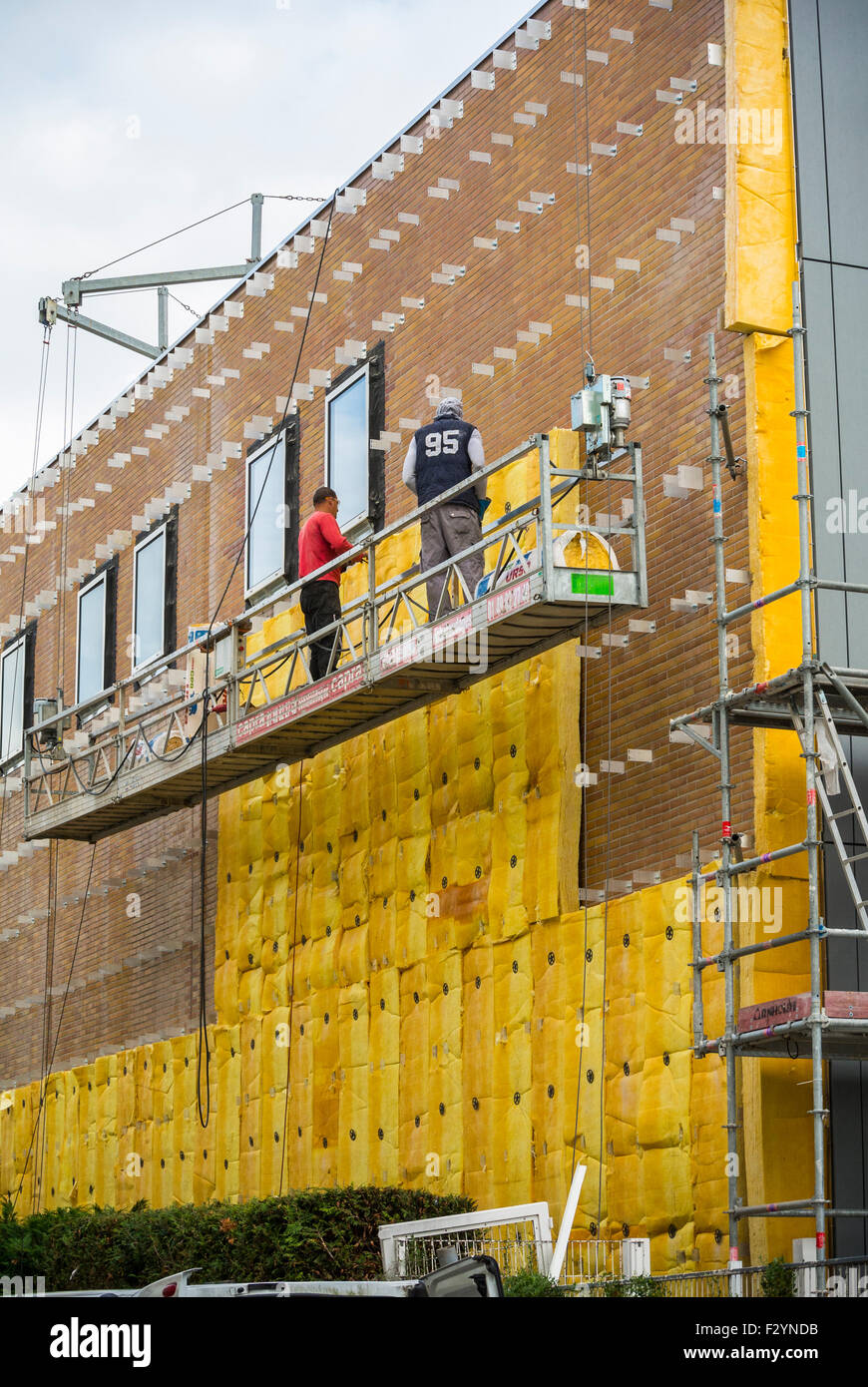 Paris, France, Workers on Building Construction Site, Adding Wall ...