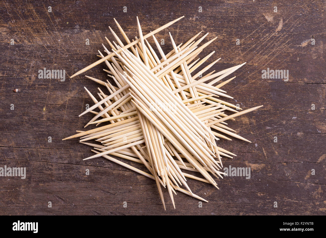 Many toothpicks tightly piled together facing different directions on ...