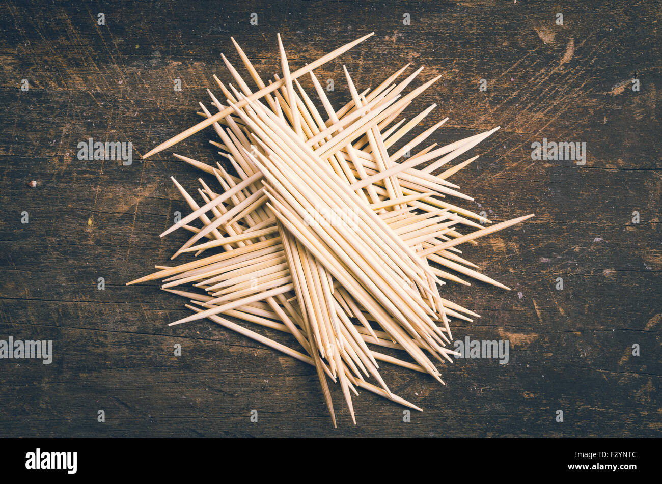 Many toothpicks tightly piled together facing different directions on ...