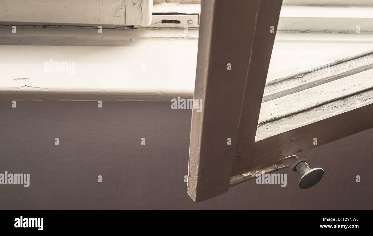 Details of an opened wooden window, home interior objects Stock Photo ...