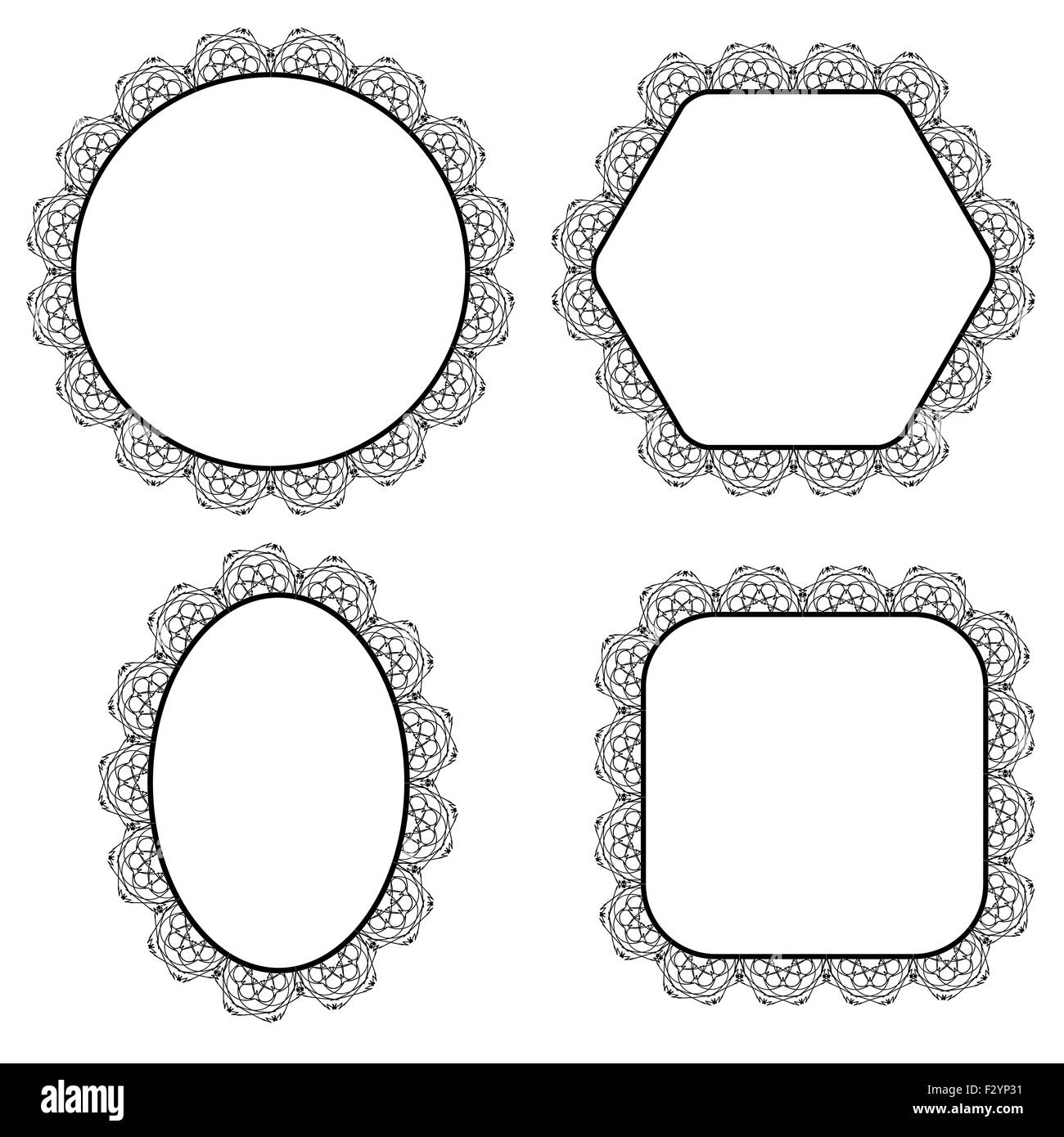 Set of Circle Decorative Frames Stock Photo - Alamy