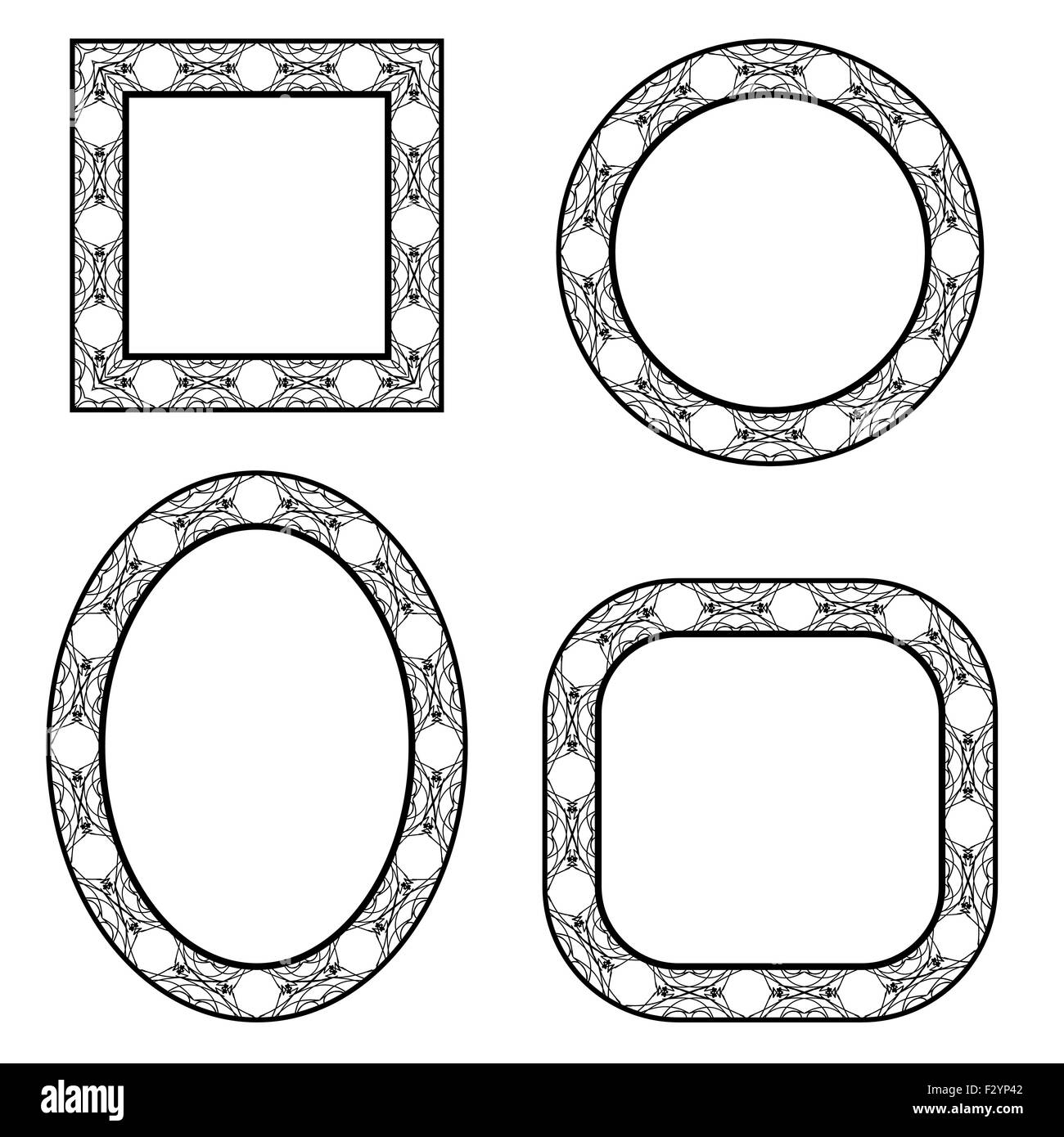 Set of Circle Decorative Frames Stock Photo - Alamy