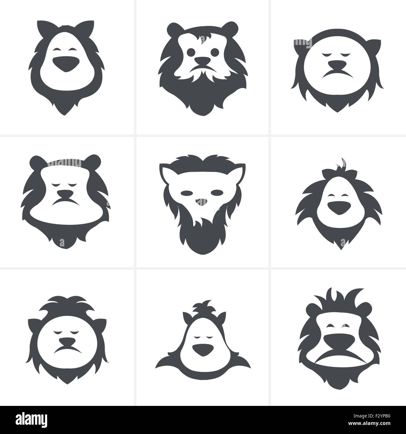 Black vector lion face icon isolated on white Stock Vector Image & Art ...
