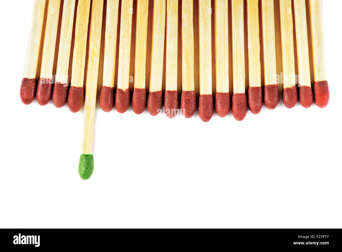 Green matchstick leadership concept isolated on white Stock Photo - Alamy