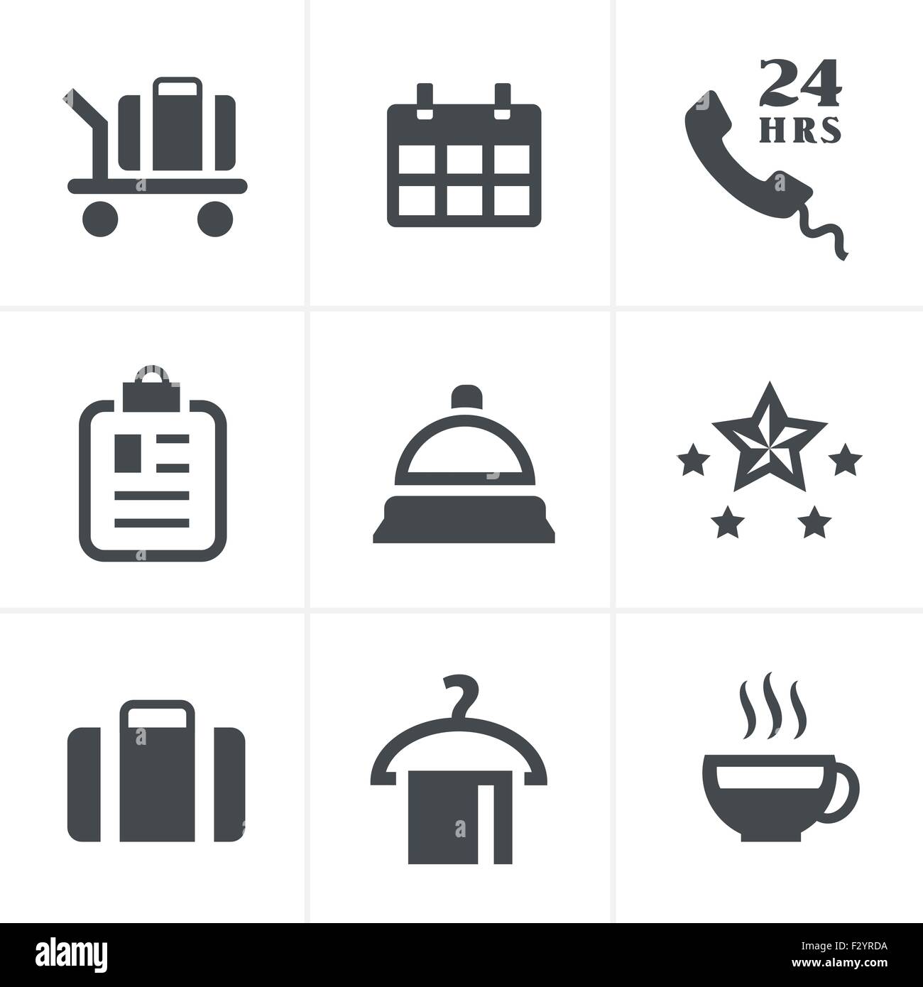 Hotel and Hotel Services Icons with White Background Stock Vector Image ...