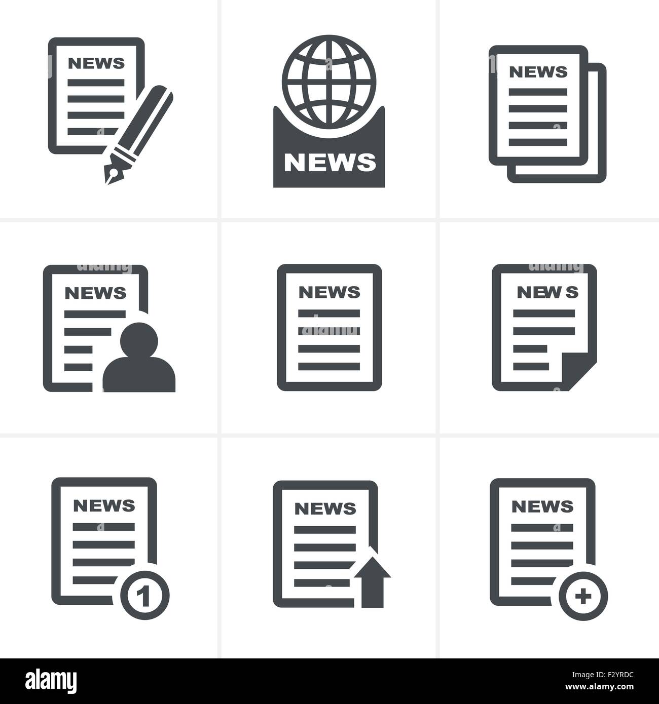 Newspaper icons set Stock Vector Image & Art - Alamy