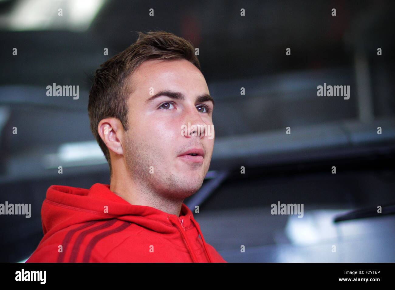 Mainz, Germany. 26th Sep, 2015. Munich's Mario Goetze arrives to the ...