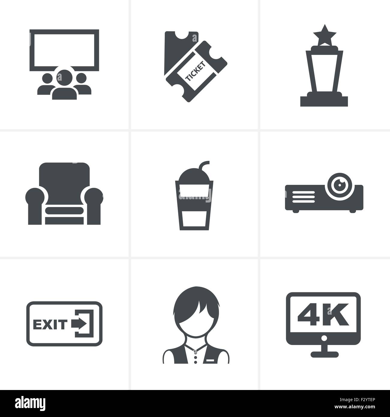 Movie icons set hi-res stock photography and images - Alamy