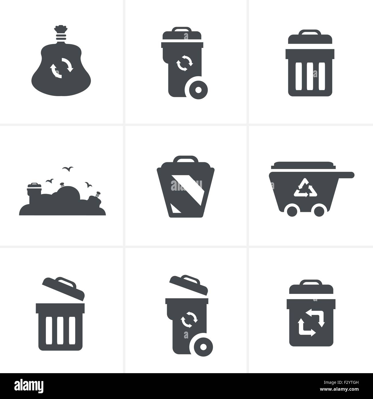 Garbage truck at landfill Stock Vector Images - Alamy