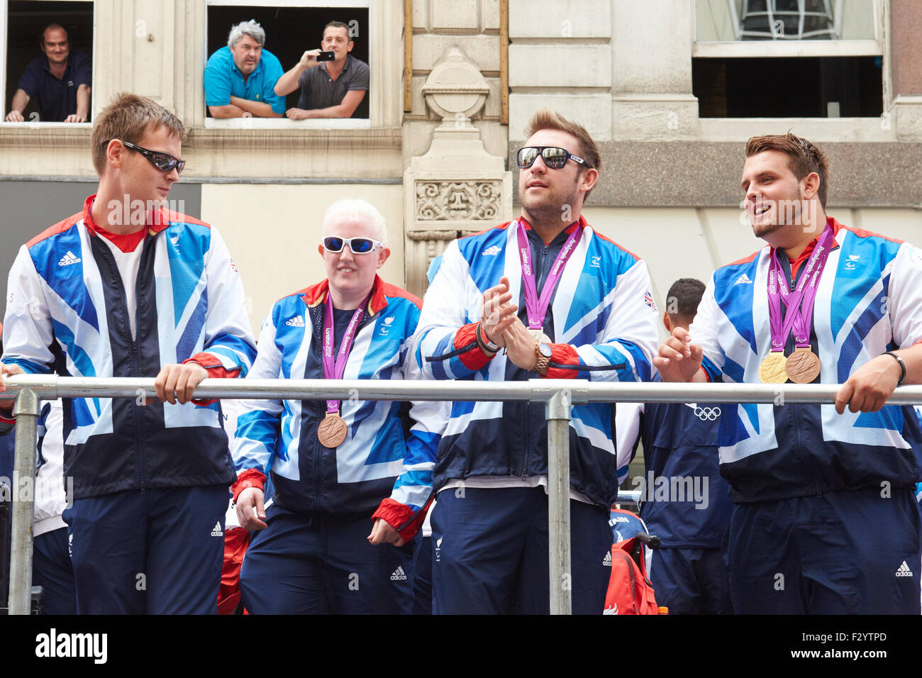 Athletes during the Olympic and Paralympic Parade of athletes through ...