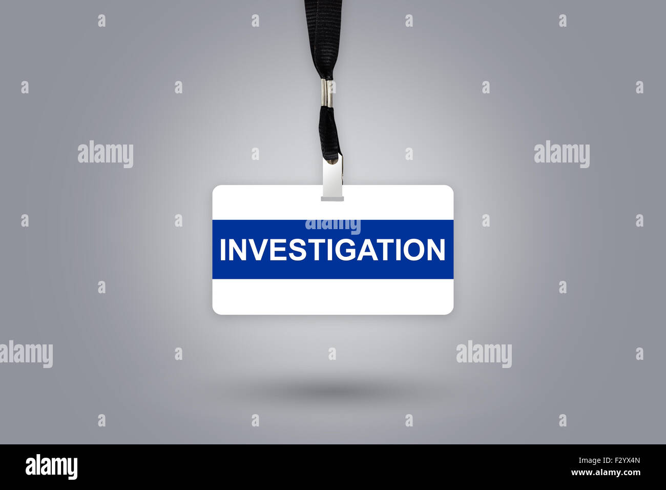 investigation on badge with grey radial gradient background Stock Photo ...
