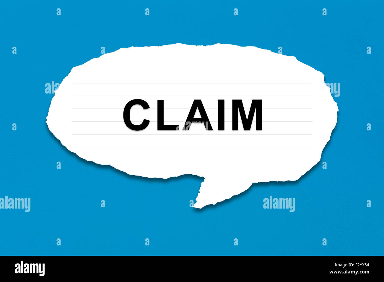 claim with white paper tears on blue texture background Stock Photo - Alamy