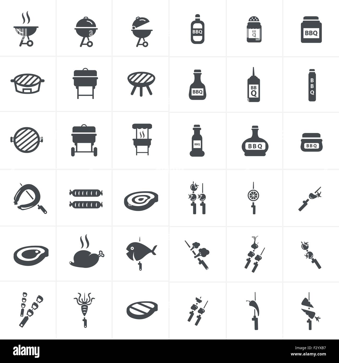 vector black barbecue icons set on gray Stock Vector Image & Art - Alamy