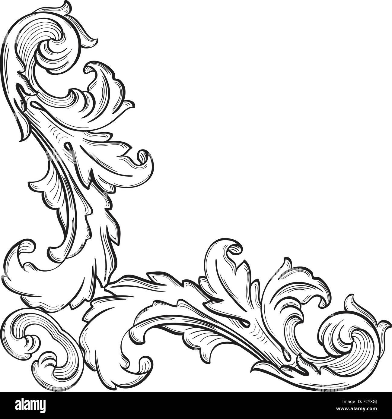 Baroque ornate corner fine element on white Stock Vector Image & Art ...
