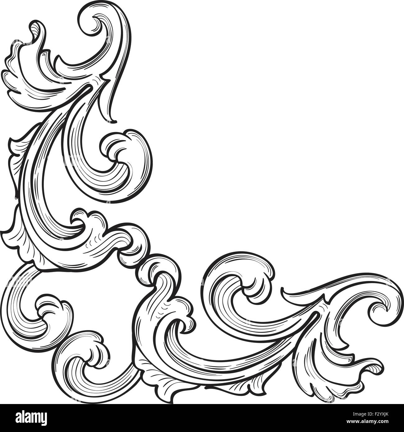 The baroque corner nice art element on white Stock Vector Image & Art ...