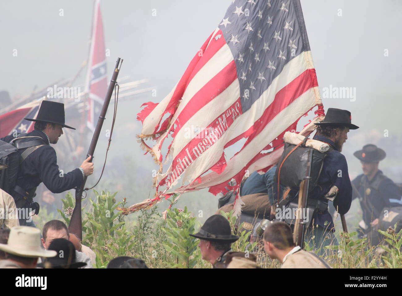Civil War reenactors at the 150th anniversary of the Battle of ...
