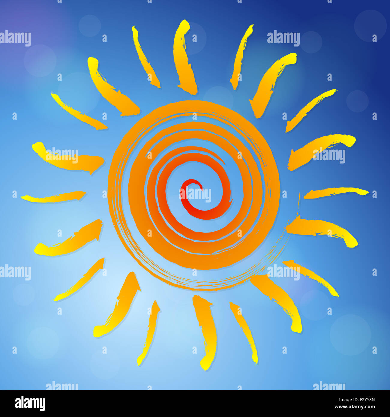 Abstract sun on a blue sky. Vector illustration Stock Photo - Alamy