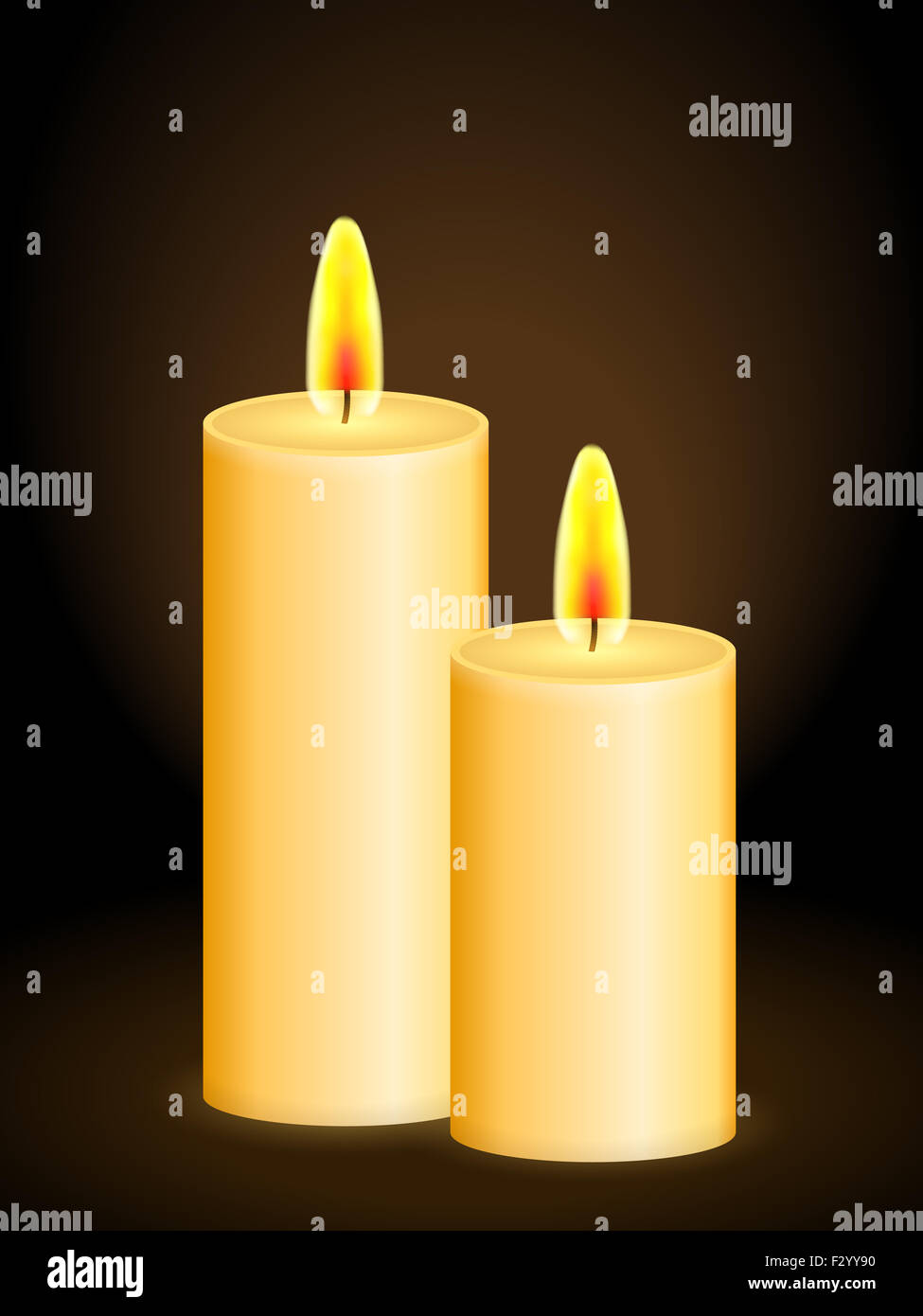 Two candles on a dark background. Vector illustration Stock Photo - Alamy