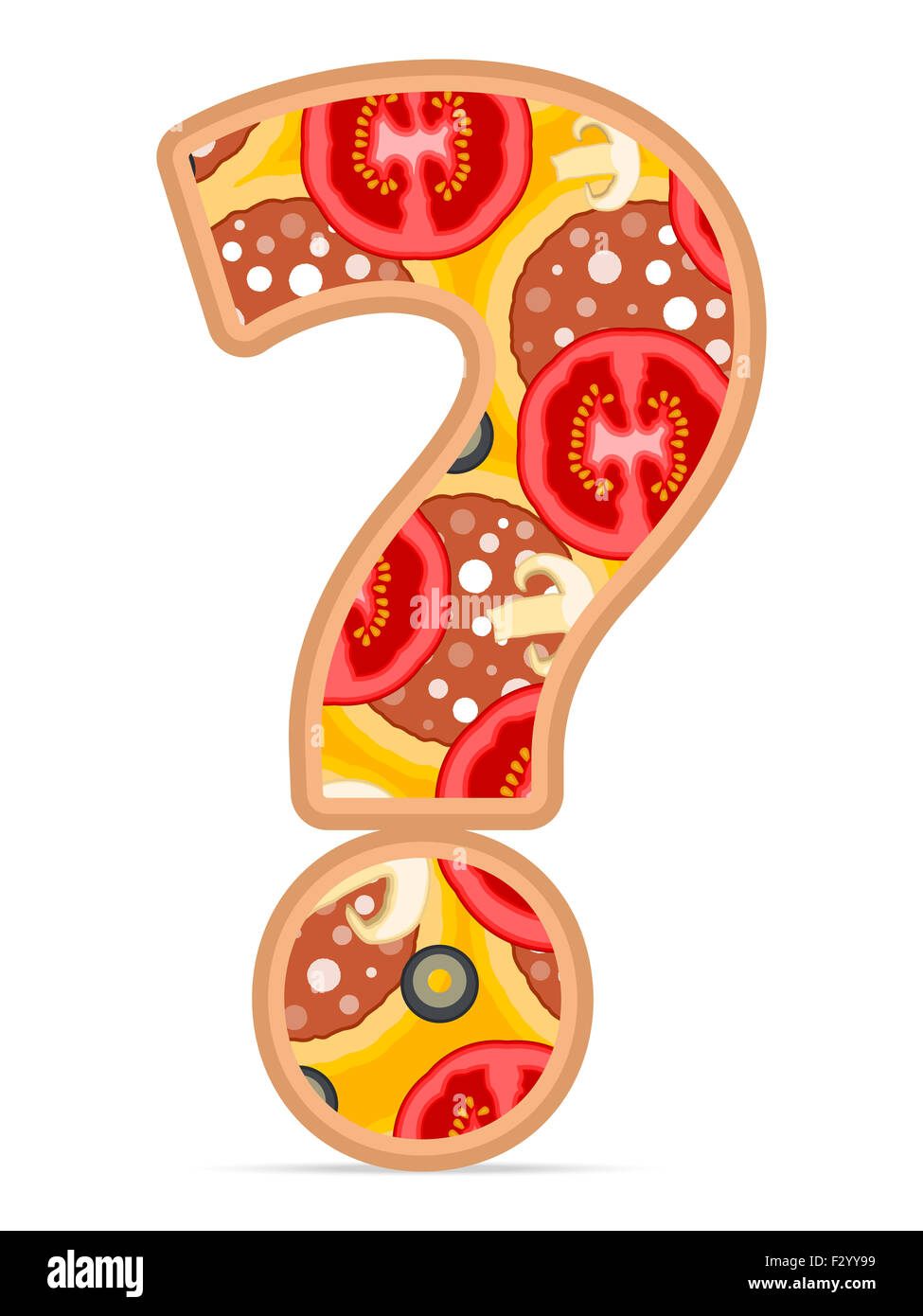 Pizza question symbol on a white background Stock Photo - Alamy