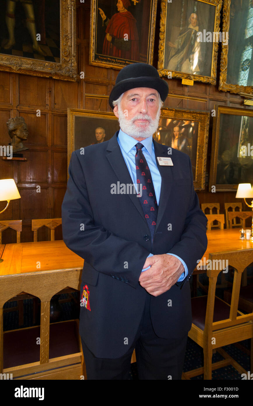 College Porter on duty in The Great Hall (the dining hall) Christ ...