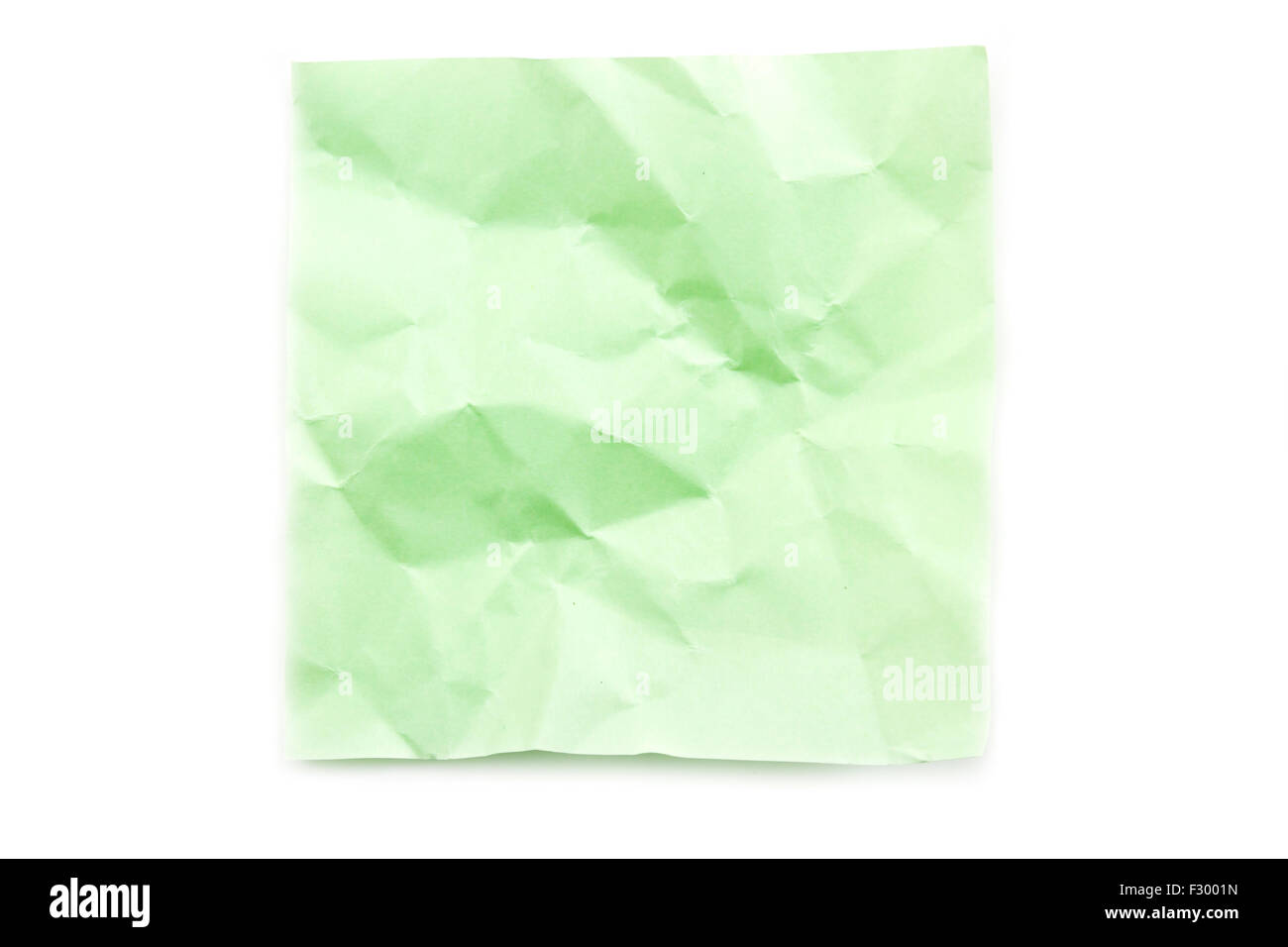 Green post-it note wrinkled on white background Stock Photo - Alamy